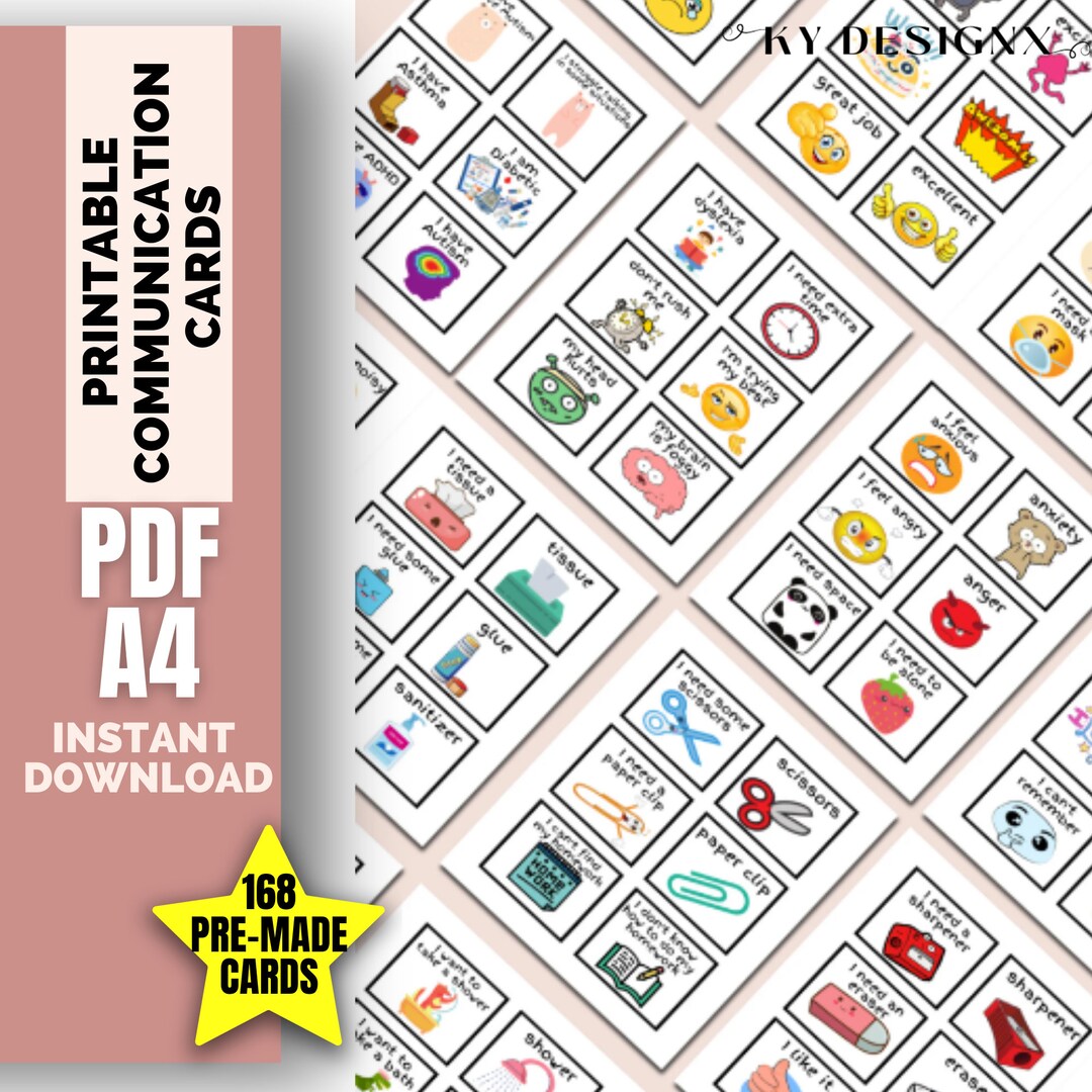 168 Printable Communication Cards, Delayed Speech, Selective Mutism ...