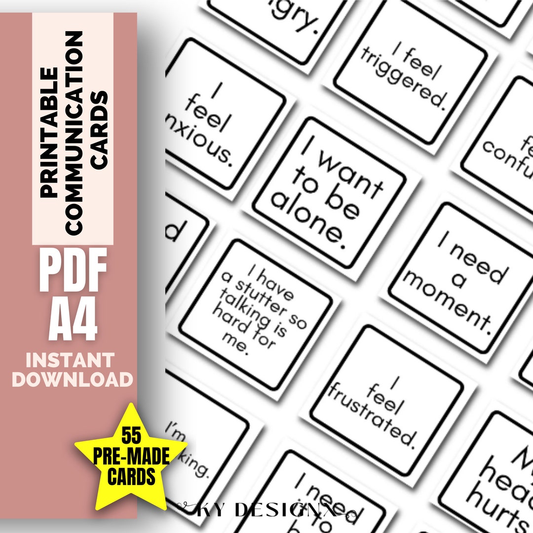 55 Printable Communication Cards Children /teens /adults, Selective ...