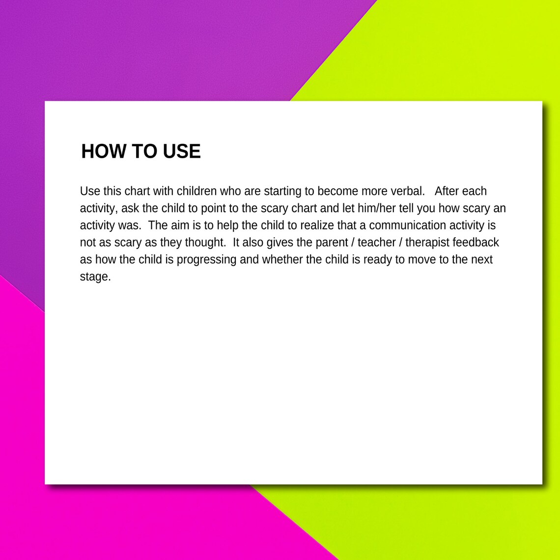 Printable SCARY Chart, Selective Mutism, PRINTABLE Anxiety Chart ...