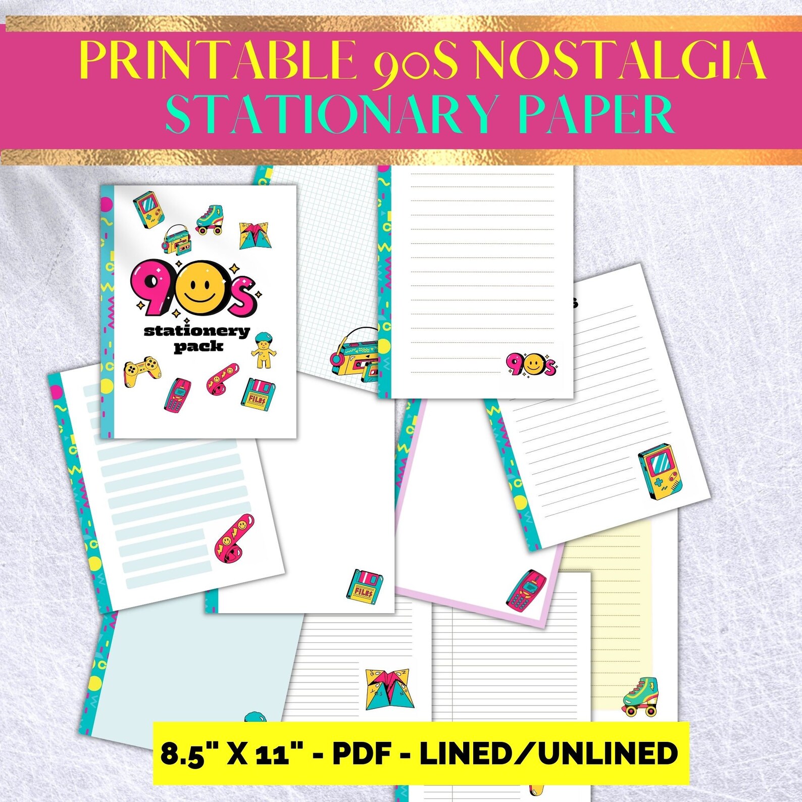 90s Nostalgia Stationary Paper. Printable Writing Stationery ...