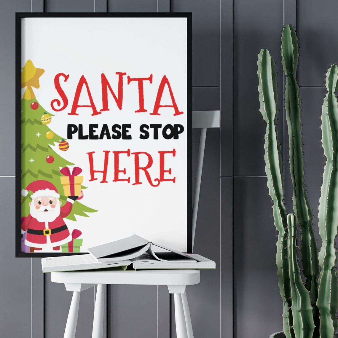Customize Printabe Santa Stop Here, Editable Sant Stop Here Sign Corji ...