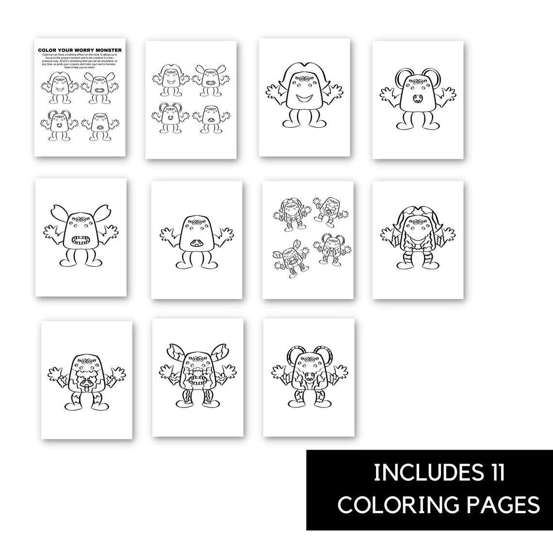 Printable Worry Monster Workbook -monster Coloring Sheets - Worry ...