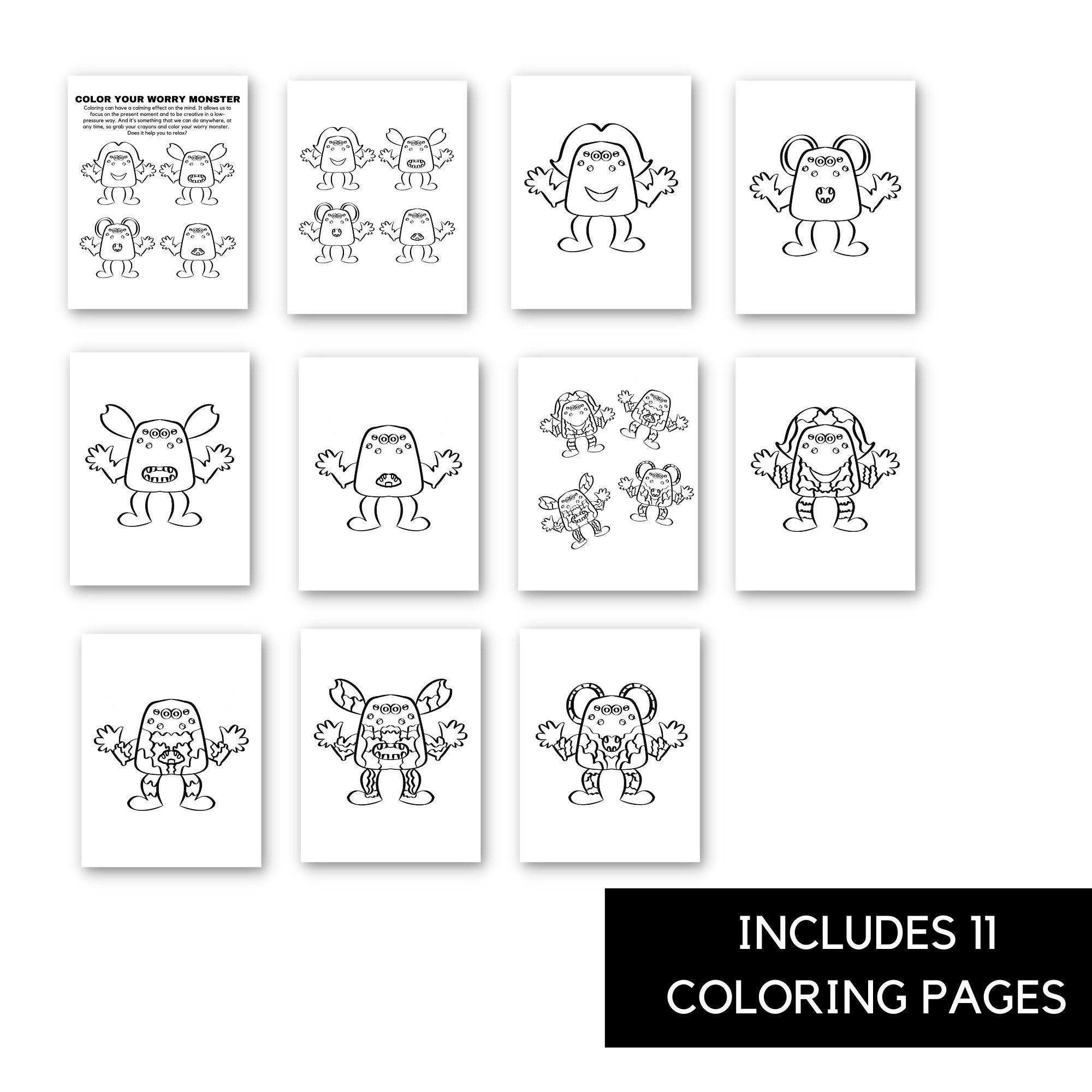 Printable Worry Monster Workbook -monster Coloring Sheets - Worry ...