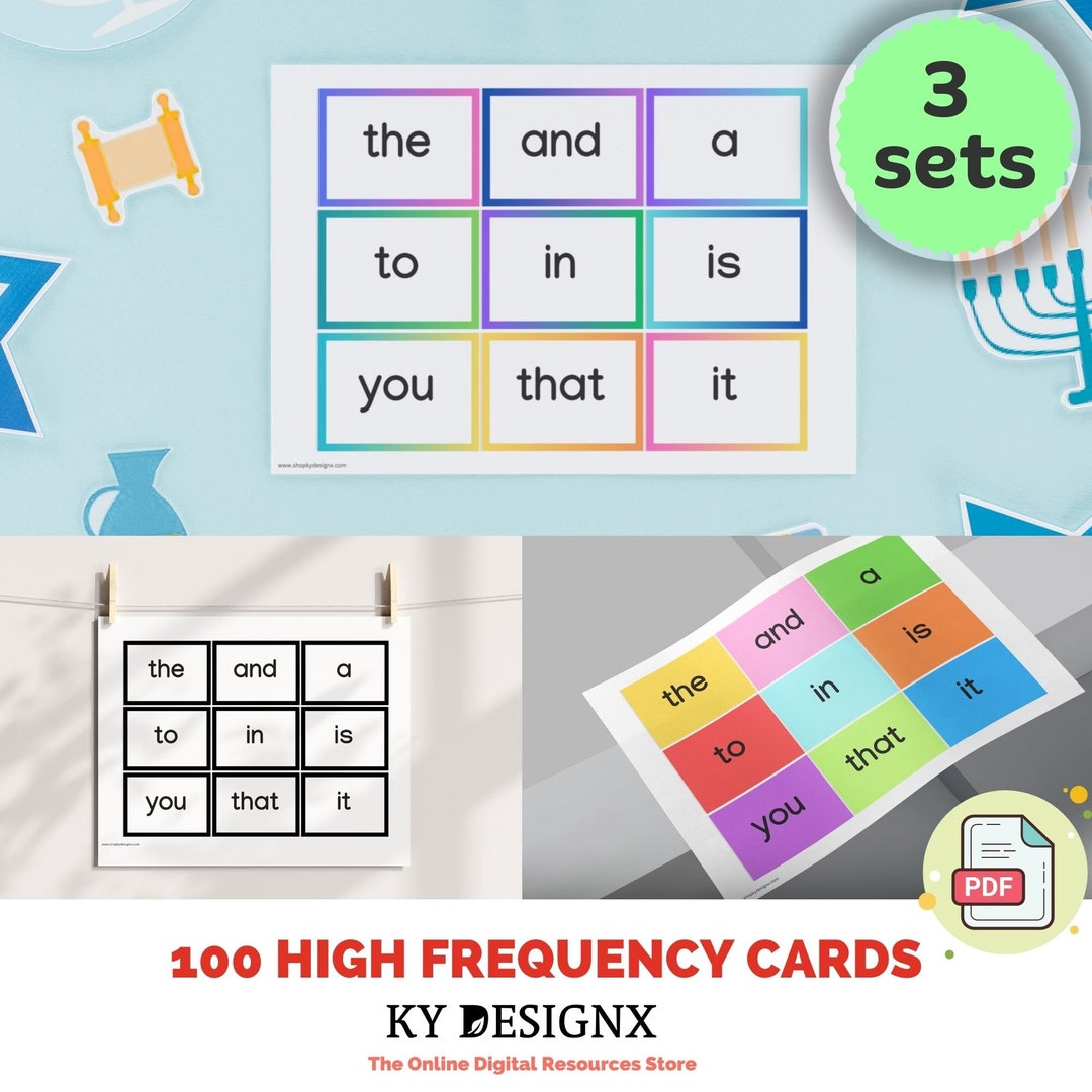 Set of 3 - 100 Printable High Frequency Flashcards / 100 Sightwords for ...