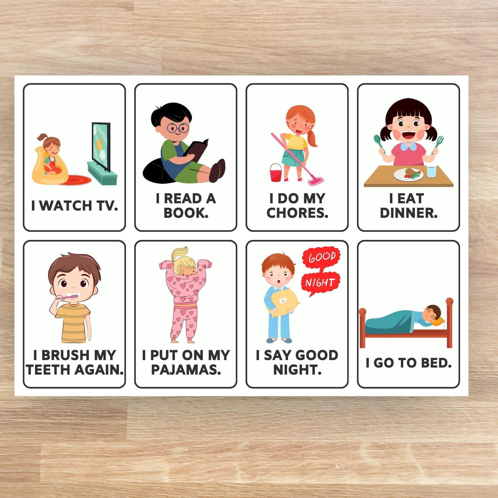 Printable ESL Flashcards for Teaching Daily Routines, Visual Daily ...