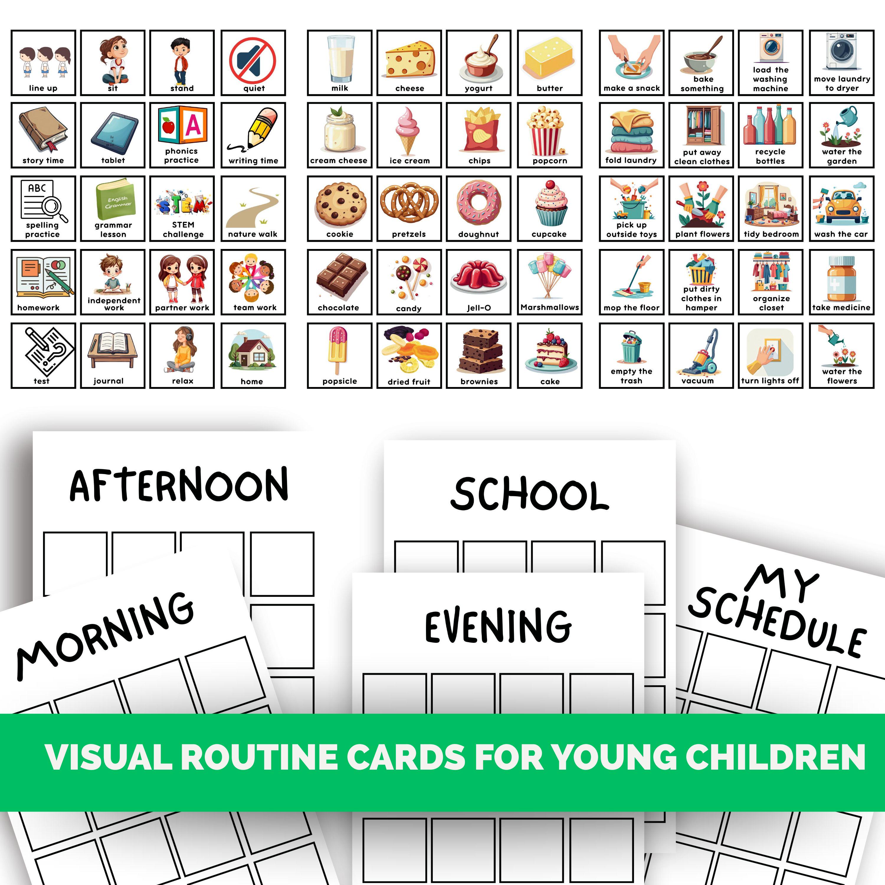 Printable Visual Routine Cards for Kids | Daily Schedule Activity Cards ...