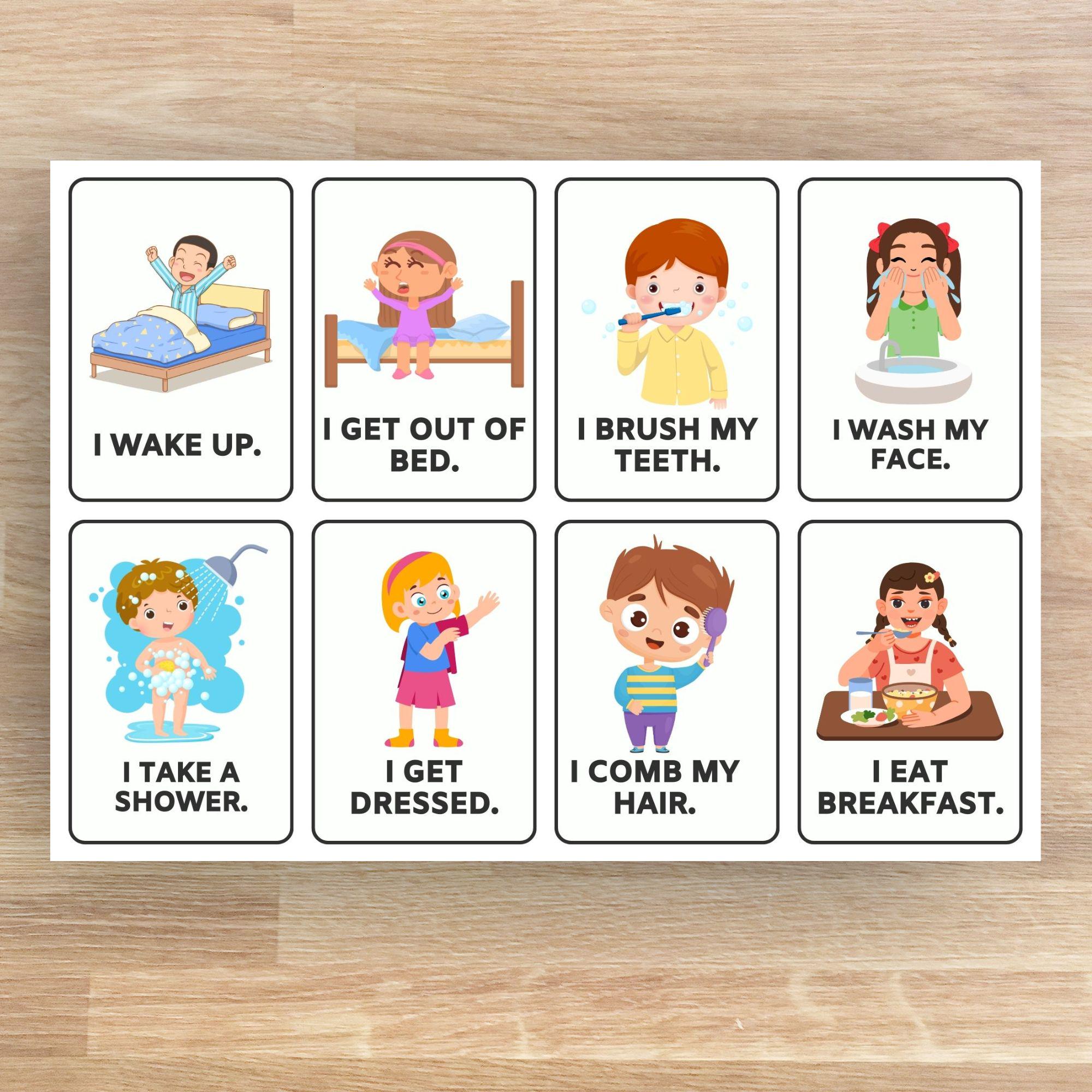 Printable ESL Flashcards for Teaching Daily Routines, Visual Daily ...