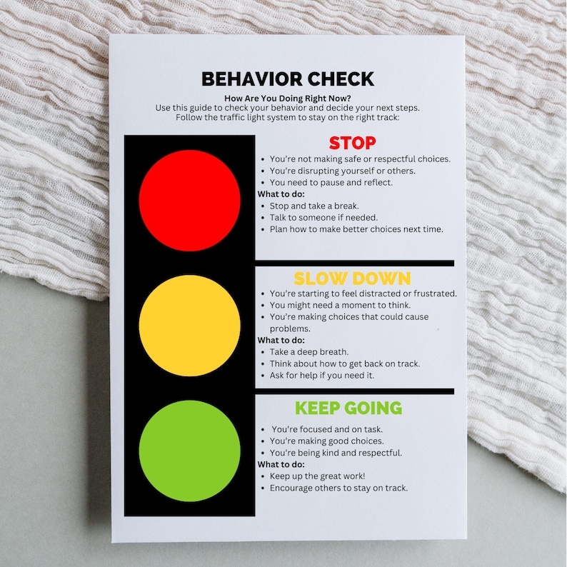 Printable Stop Light Behavior Chart Kids Behavior Chart Classroom Behavior Management Autism ...