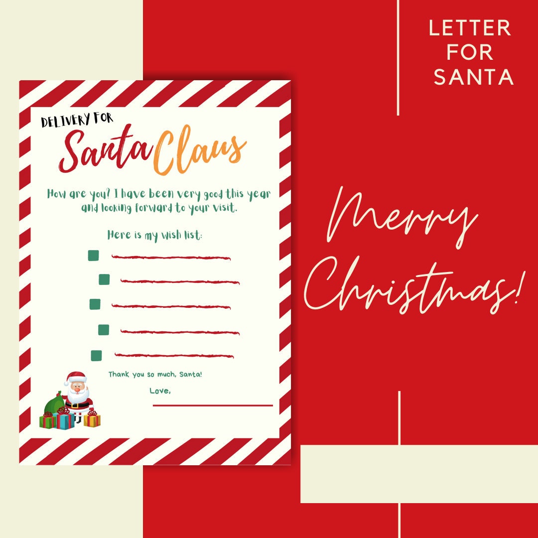 Letter to Santa, Printable Letter to Santa, Kids Christmas Printable ...