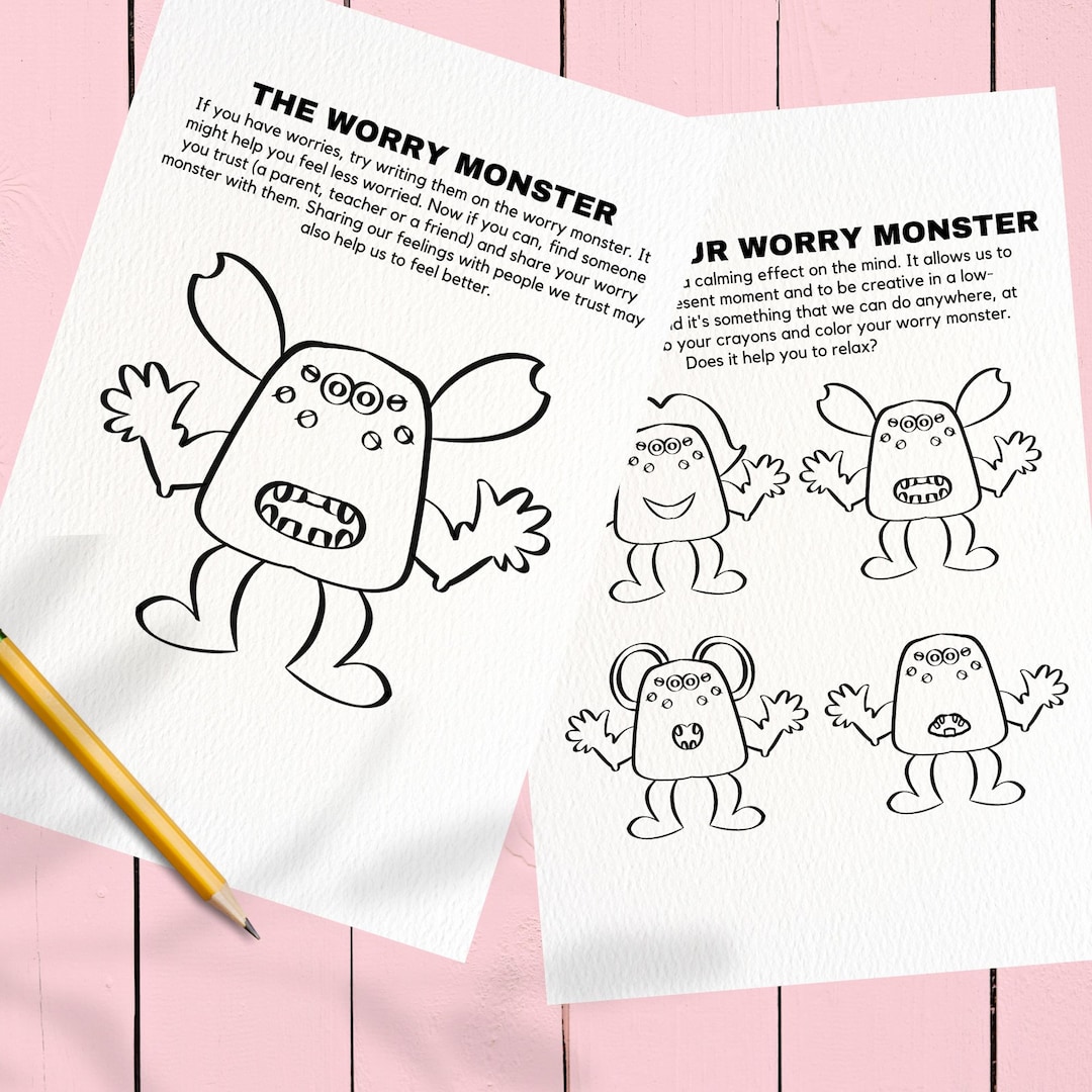 Printable Anxiety Worksheets for Kids - the Worry Monster - Anxiety for ...