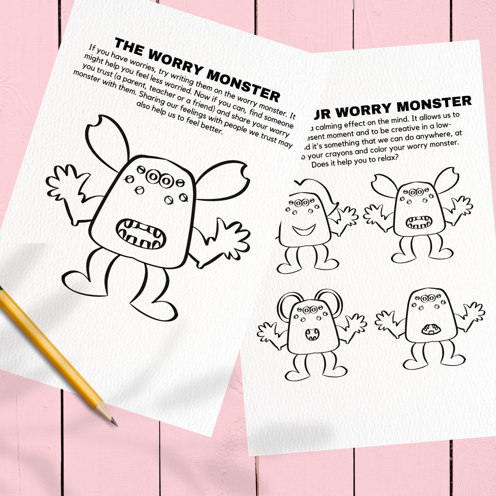 Printable Anxiety Worksheets for Kids - the Worry Monster - Anxiety for ...