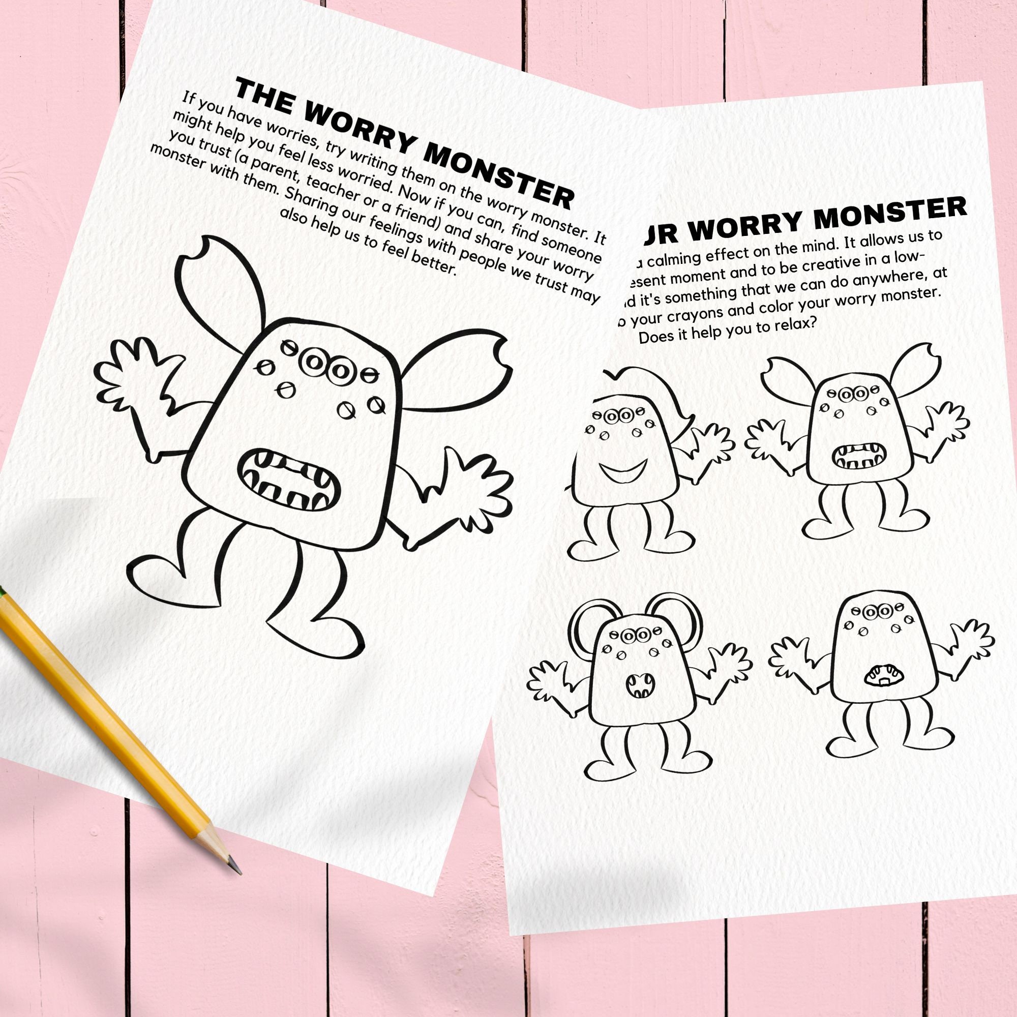 Printable Anxiety Worksheets for Kids - the Worry Monster - Anxiety for ...