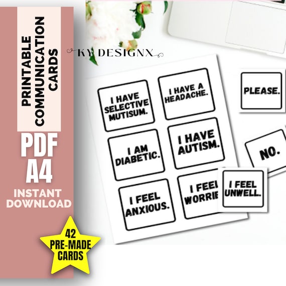 Printable Communication Cards Selective Mutism Communication | Etsy