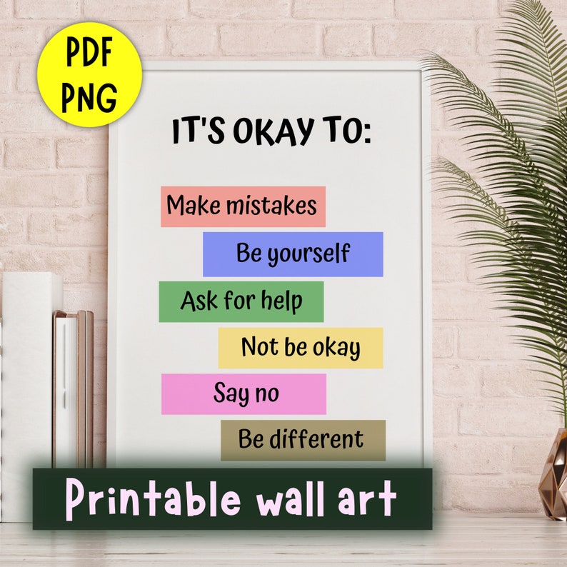 Printable Wall Poster It's Okay To. Perfect for the Home, Office or ...