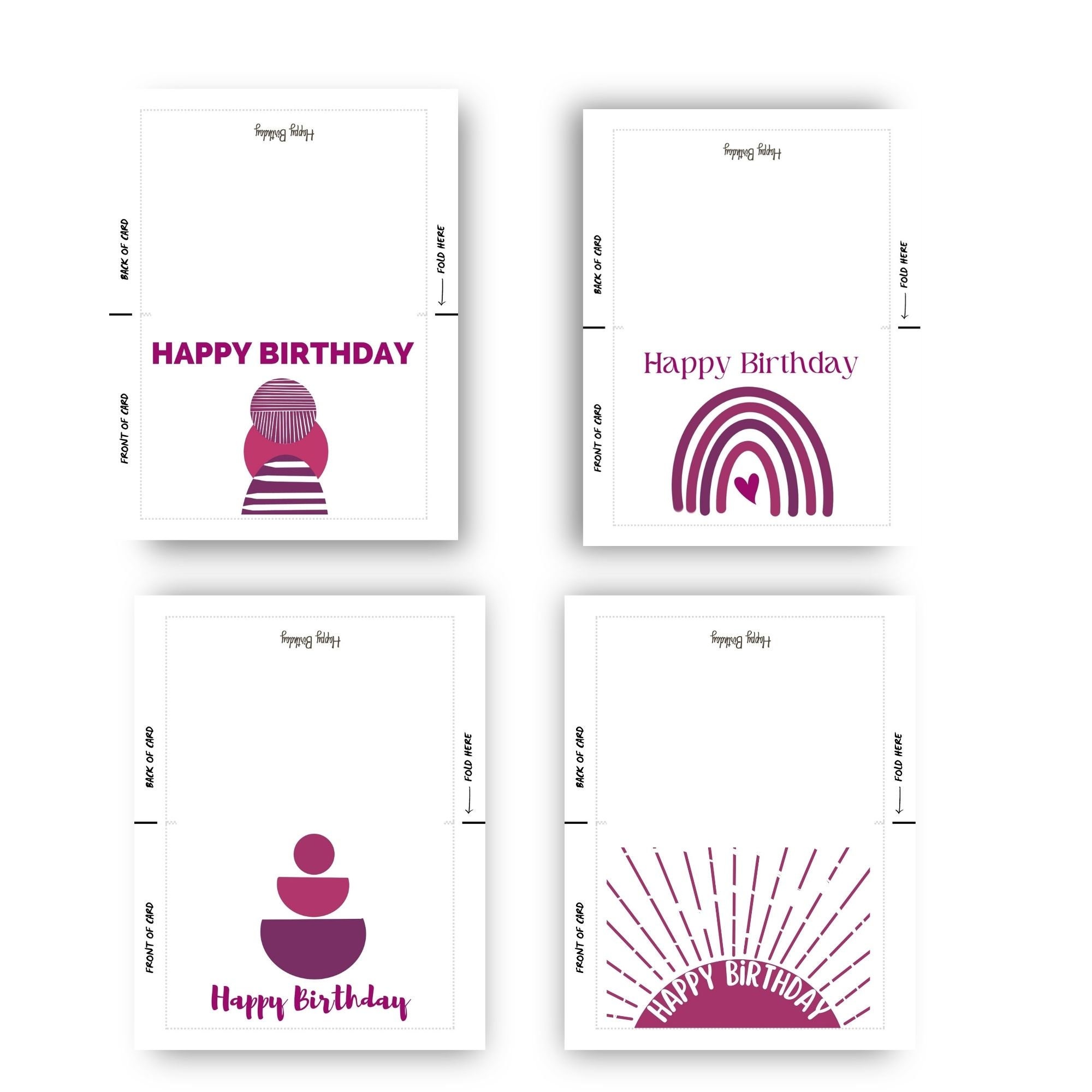 PRINTABLE Fuchsia Boho Birthday Card , Mid Century Modern Birthday Card ...