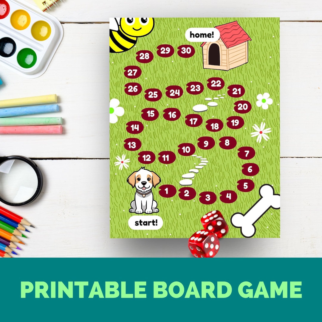 Puppy Printable Board Game, Dog Themed Family Board Game, KIDS Board ...