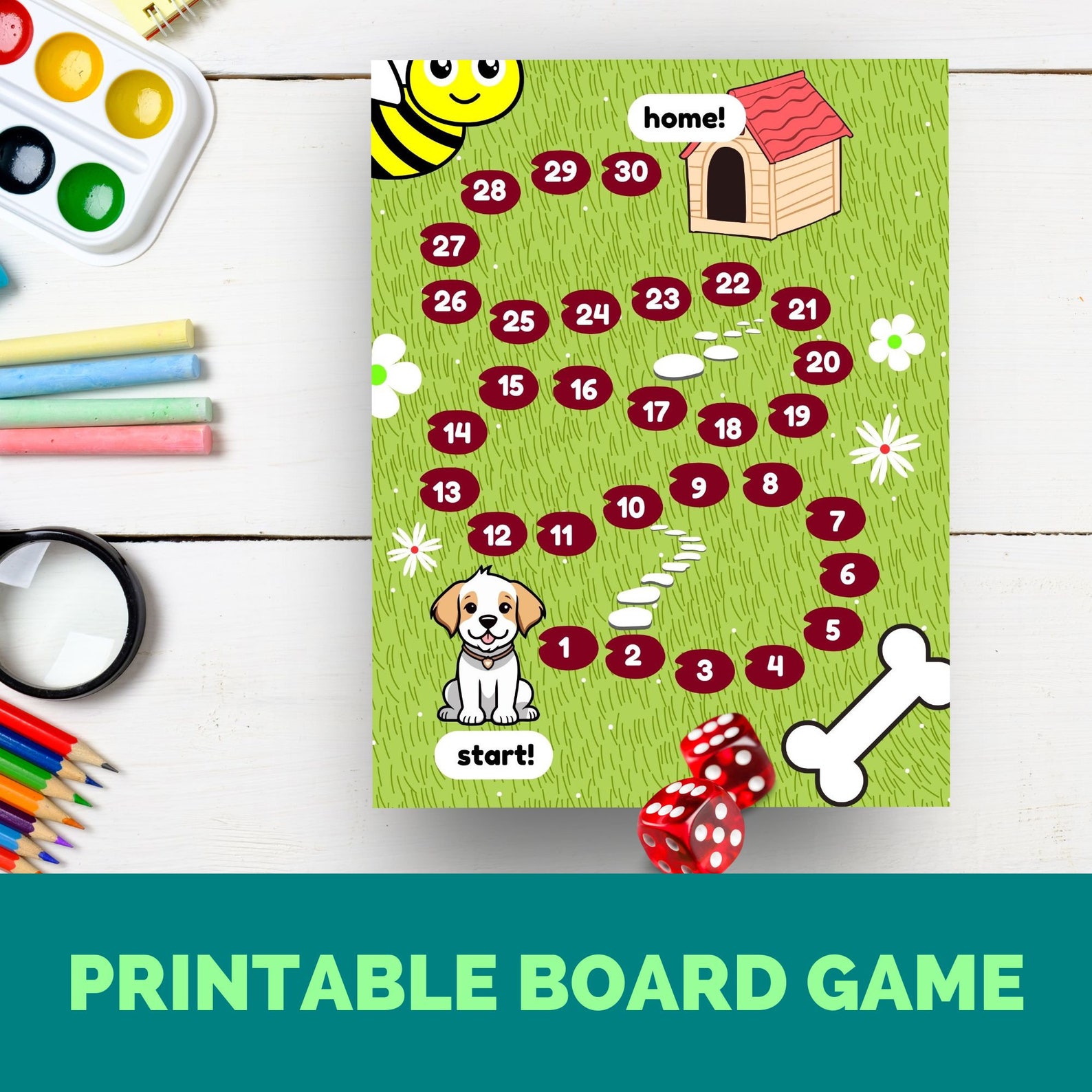 Puppy Printable Board Game, Dog Themed Family Board Game, KIDS Board ...