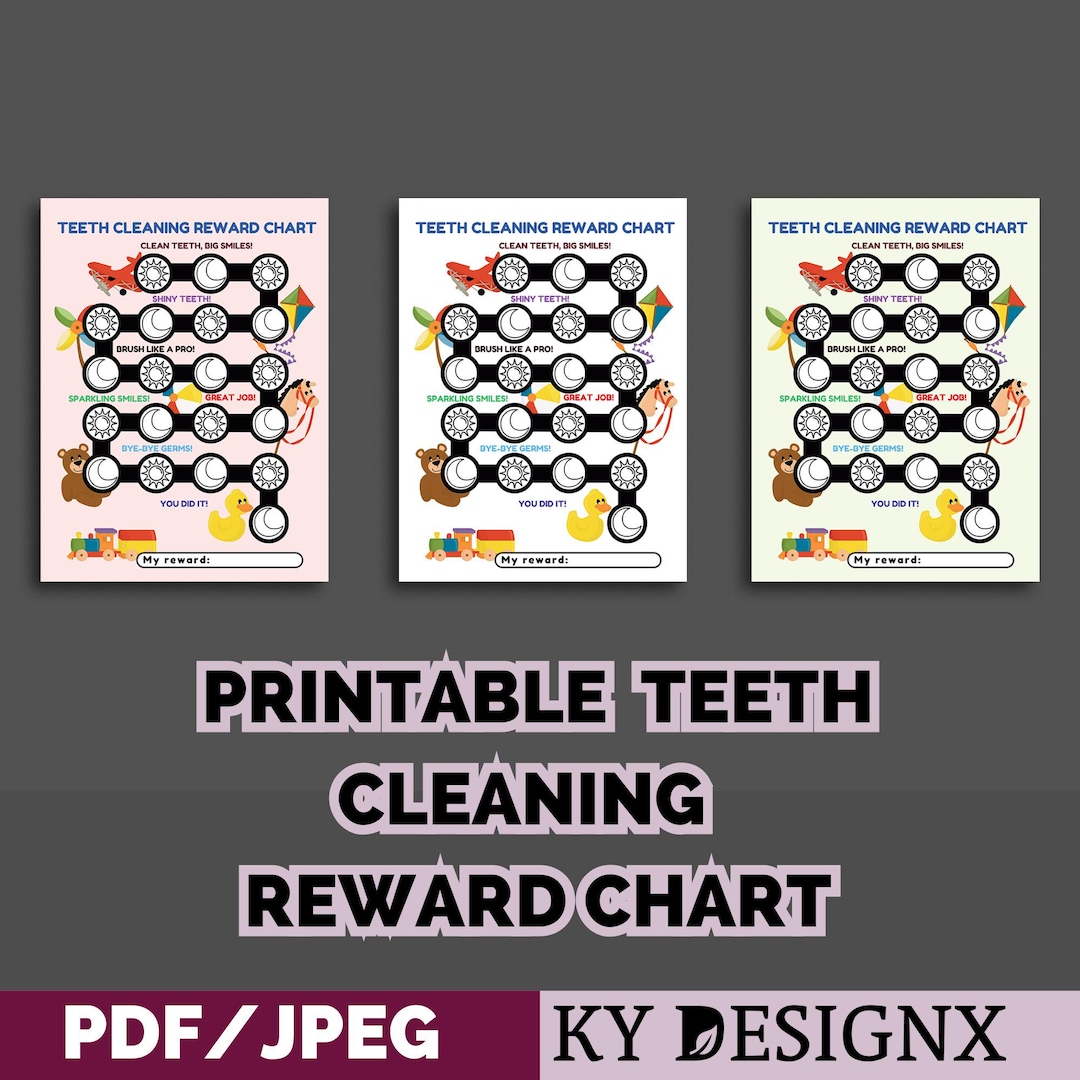 Printable Teeth Cleaning Reward Chart for Kids - Kids Reward System ...
