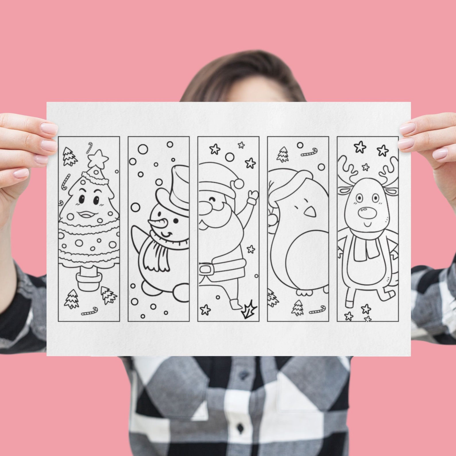 Christmas Coloring Printable Bookmarks, Festive Bookmarks, Unique ...