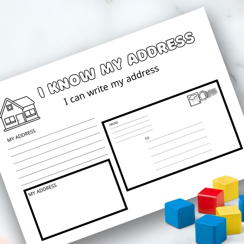 Printable I Know My Address, Address Worksheet, Postcode, Homeschooling ...