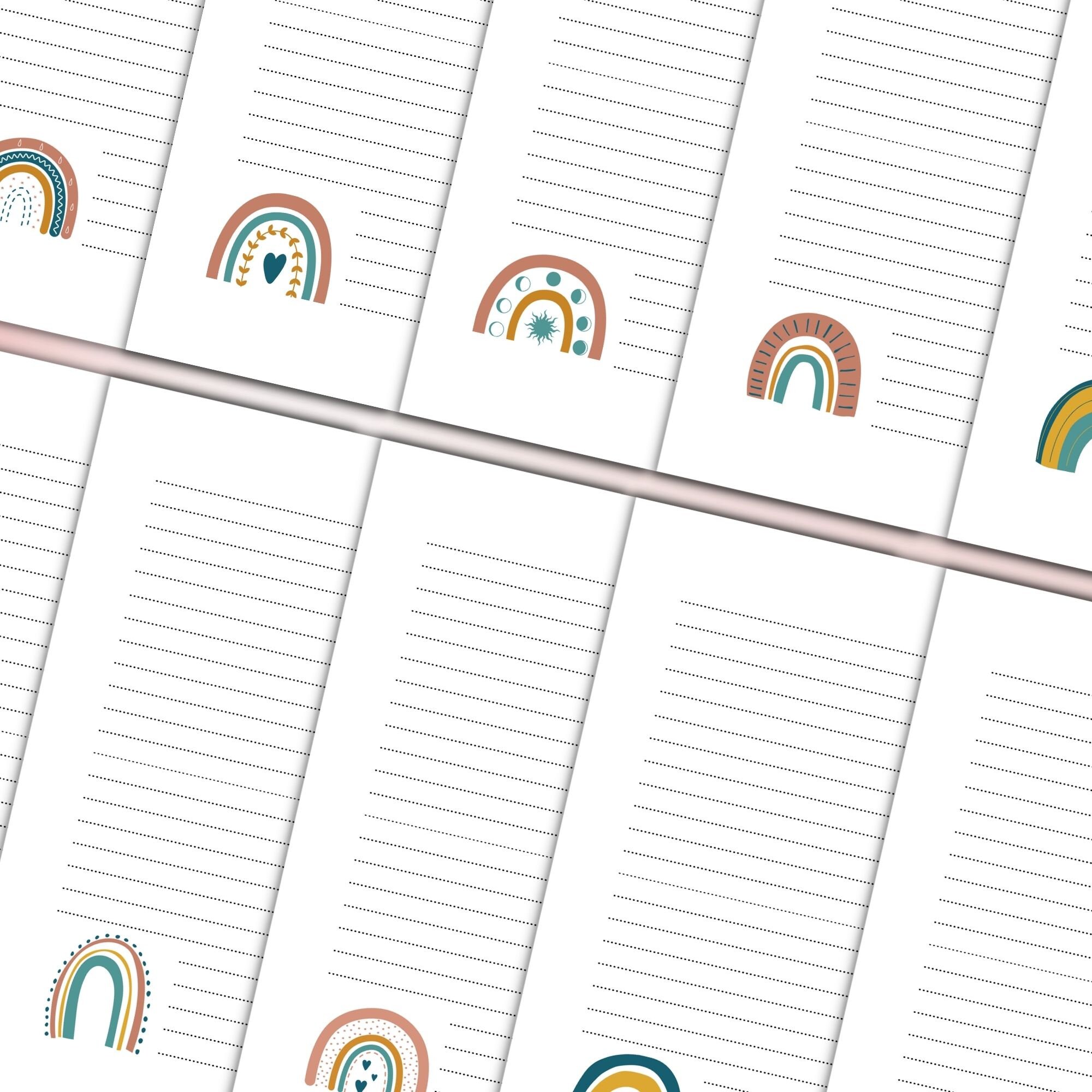 Boho Rainbow Letter Writing Paper Printable, Rainbow Digital Letter ...