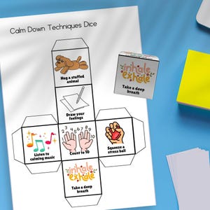 Printable Calm Down Cube Dice for Kids, Stress Relief Dice for Kids ...