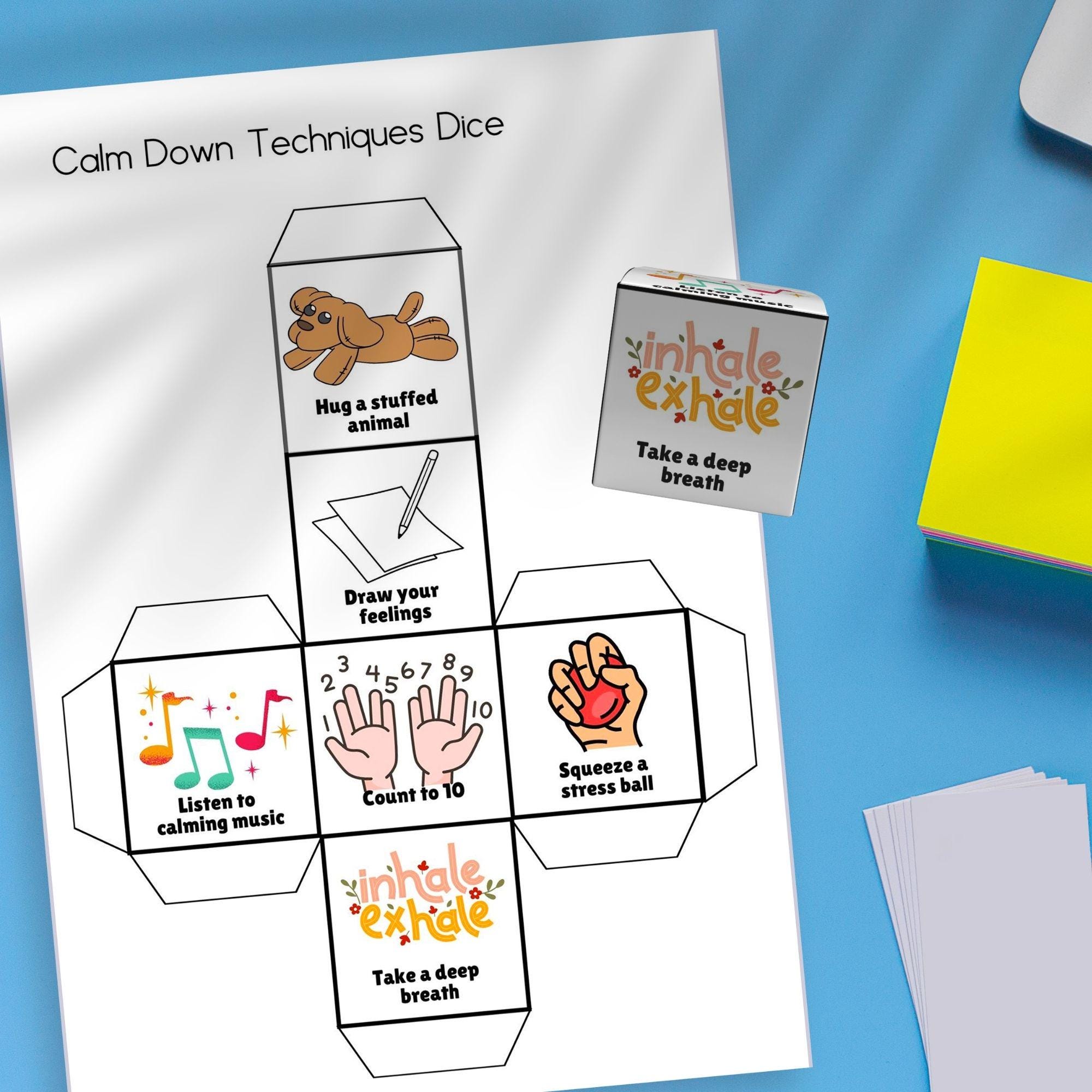 Printable Calm Down Cube Dice for Kids, Stress Relief Dice for Kids ...