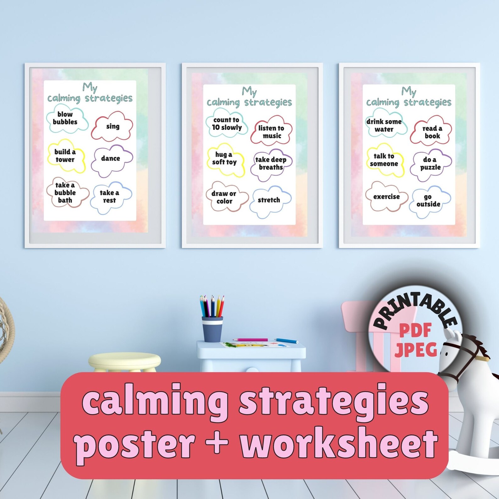 Printable Coping Strategies Poster + Worksheet Kids Calm Down Printable ...