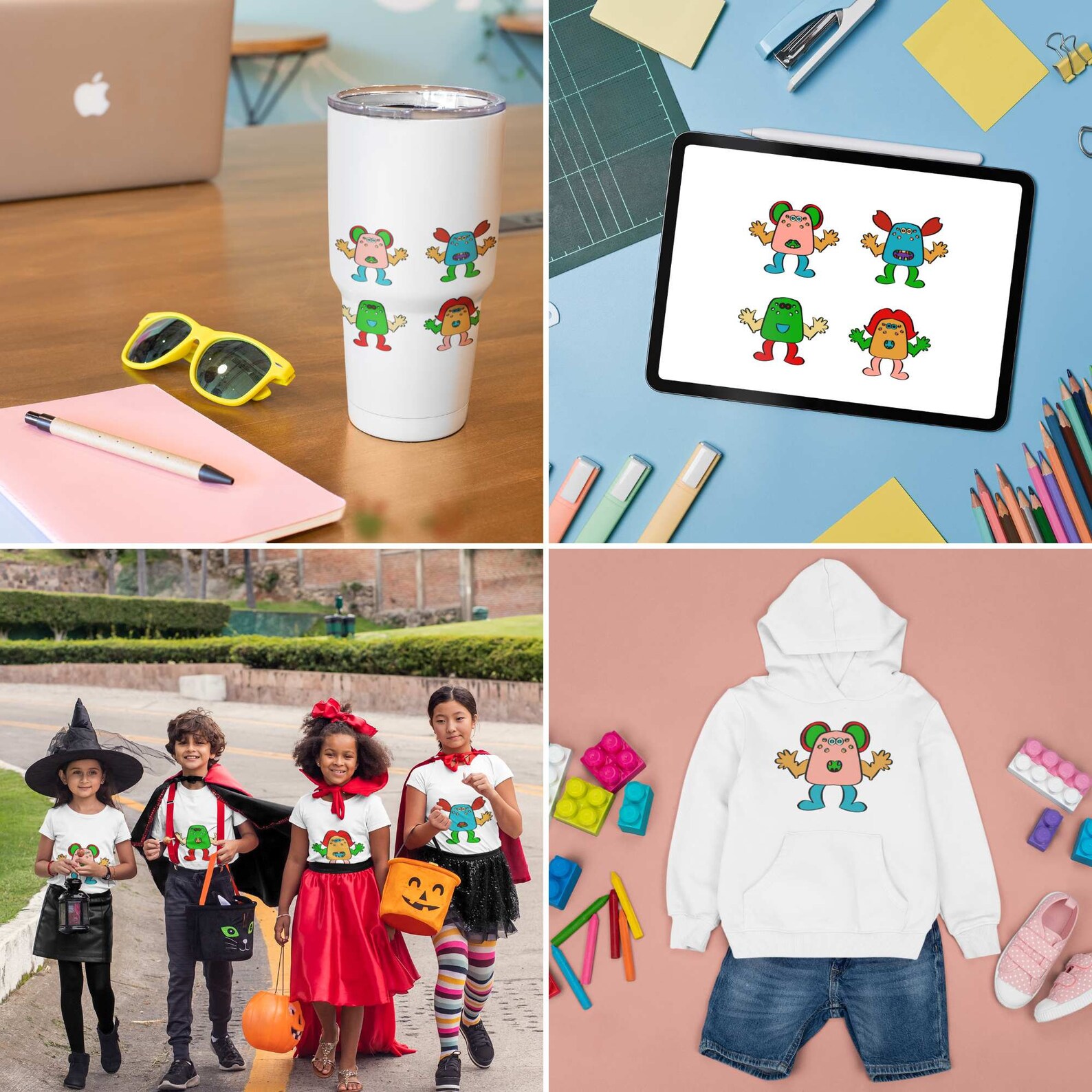 Monster Clipart Monster Digital Papers Alien Clipartmonster - Etsy