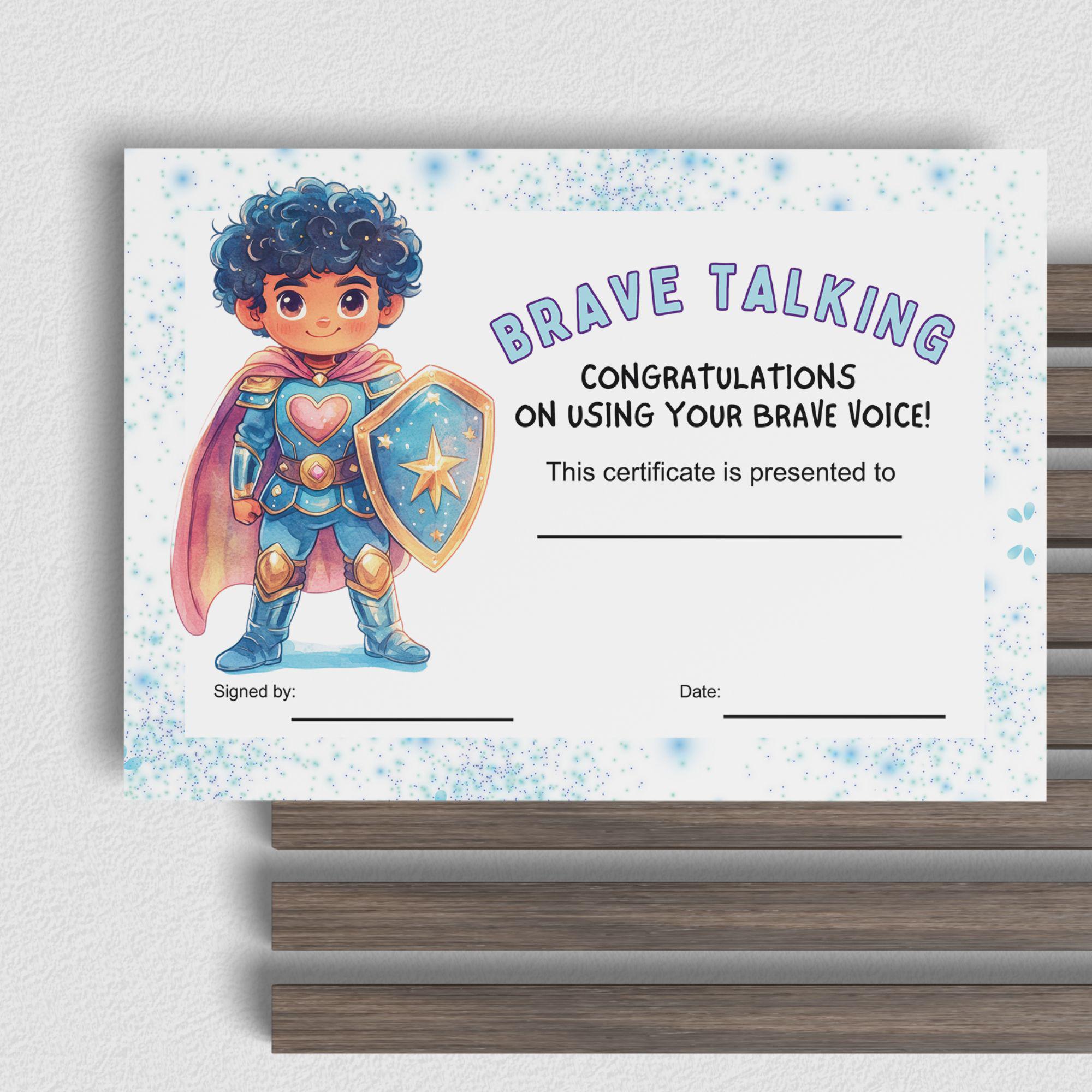 Printable Brave Talking Certificate - Selective Mutism - Child ...