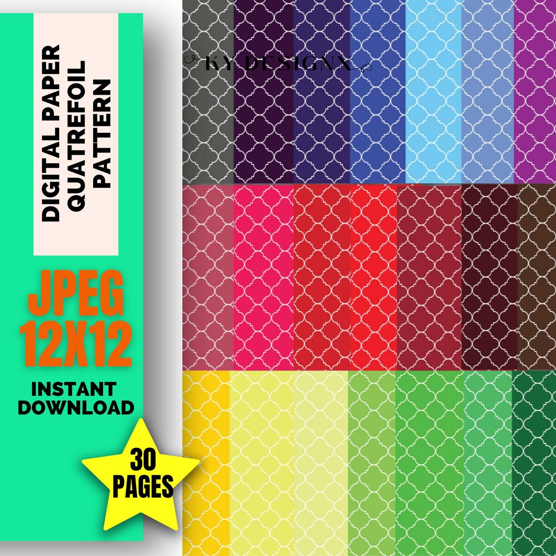 Quatrefoil Pattern Digital Paper, SCRAPBOOK, Digital Background ...