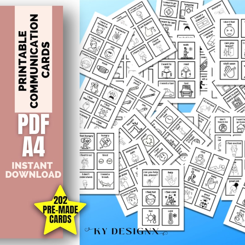 202 Printable Communication Cards for Non-verbal, Autism, Selective ...