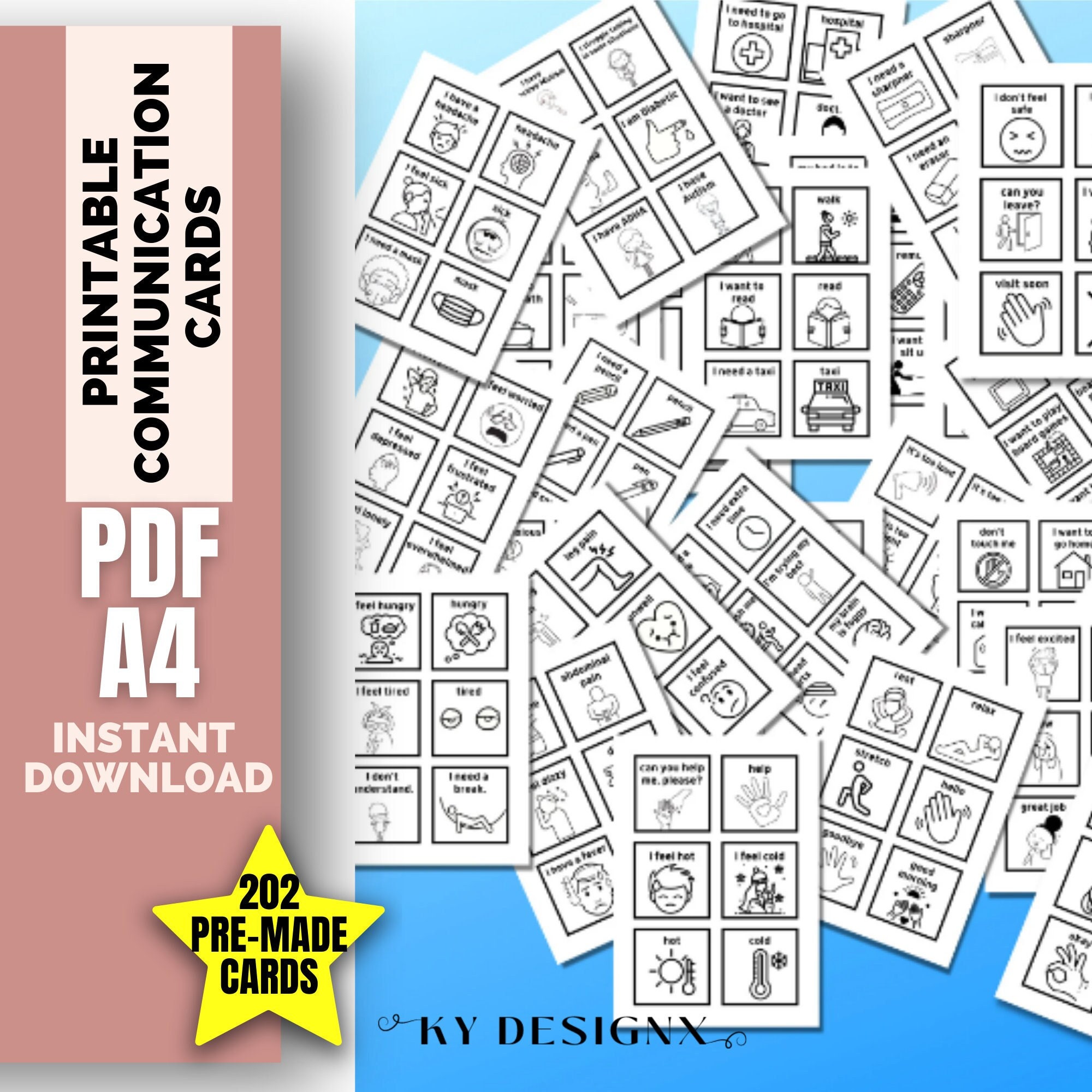 202 Printable Communication Cards for Non-verbal, Autism, Selective ...