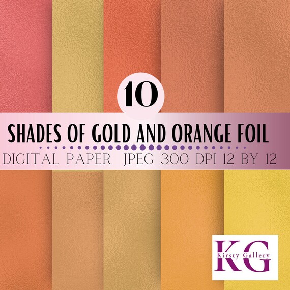 Orange gold foil digital printable paper scrap book paper | Etsy