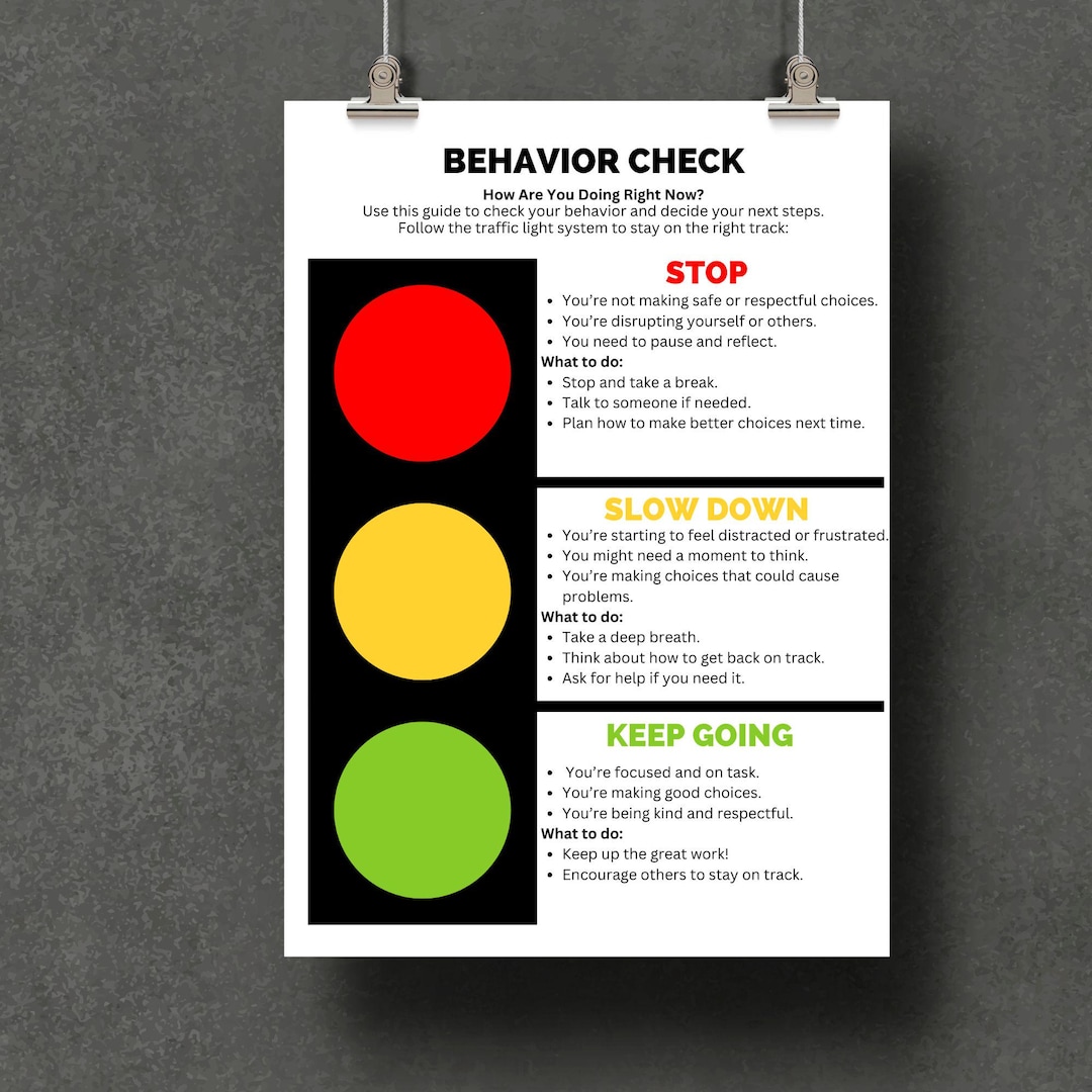 Editable Stop Light Behavior Chart Kids - Canva - Behavior Chart ...