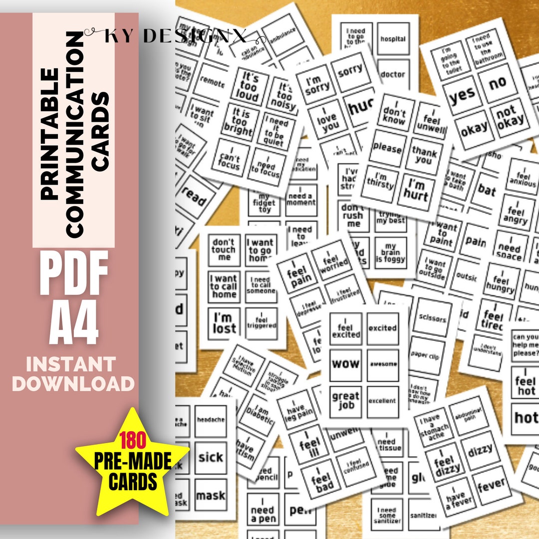 180 Printable Communication Cards for Non-verbal, Autism, Selective ...