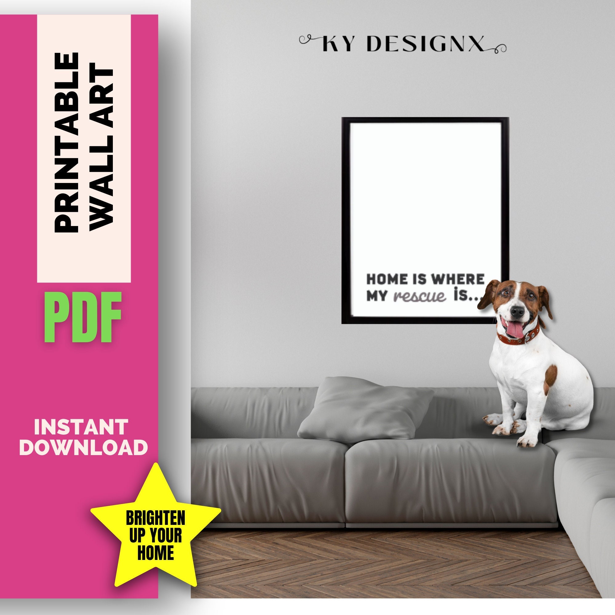 Home Sign, Rescue Dog Printable, Printable Wall Art, Home Word ...