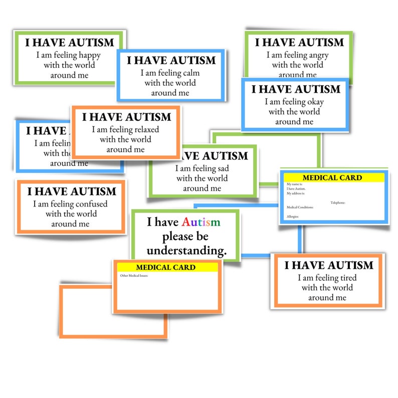 Printable Autism Awareness Cards - I Have Autism, Autism Medical ID ...