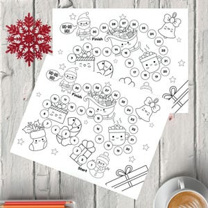 Printable Christmas Games, Color in Christmas Game, Festive Holiday ...