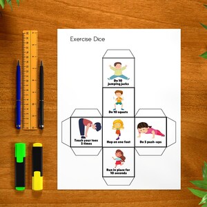 Printable Exercise Dice for Kids, Printable Fitness Dice, Fun Workout ...