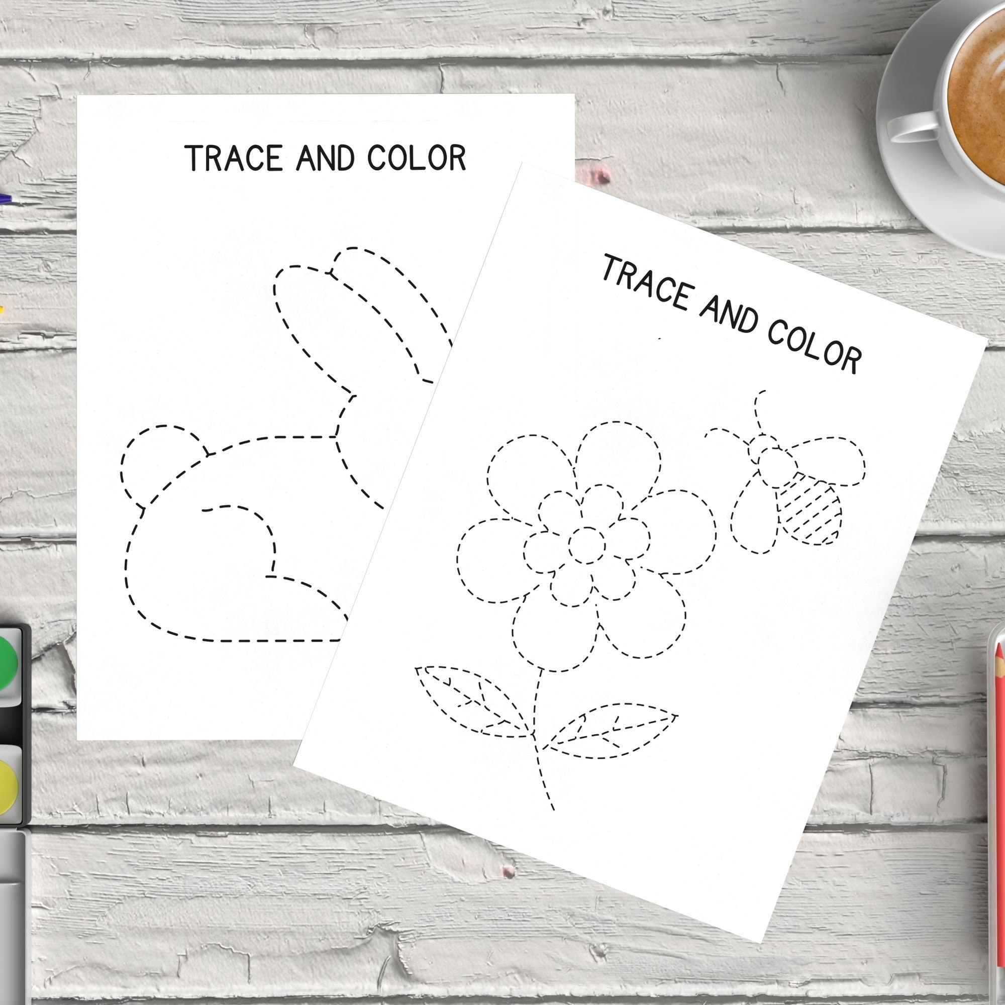 Printable Trace and Color Fine Motor Development Worksheets for ...