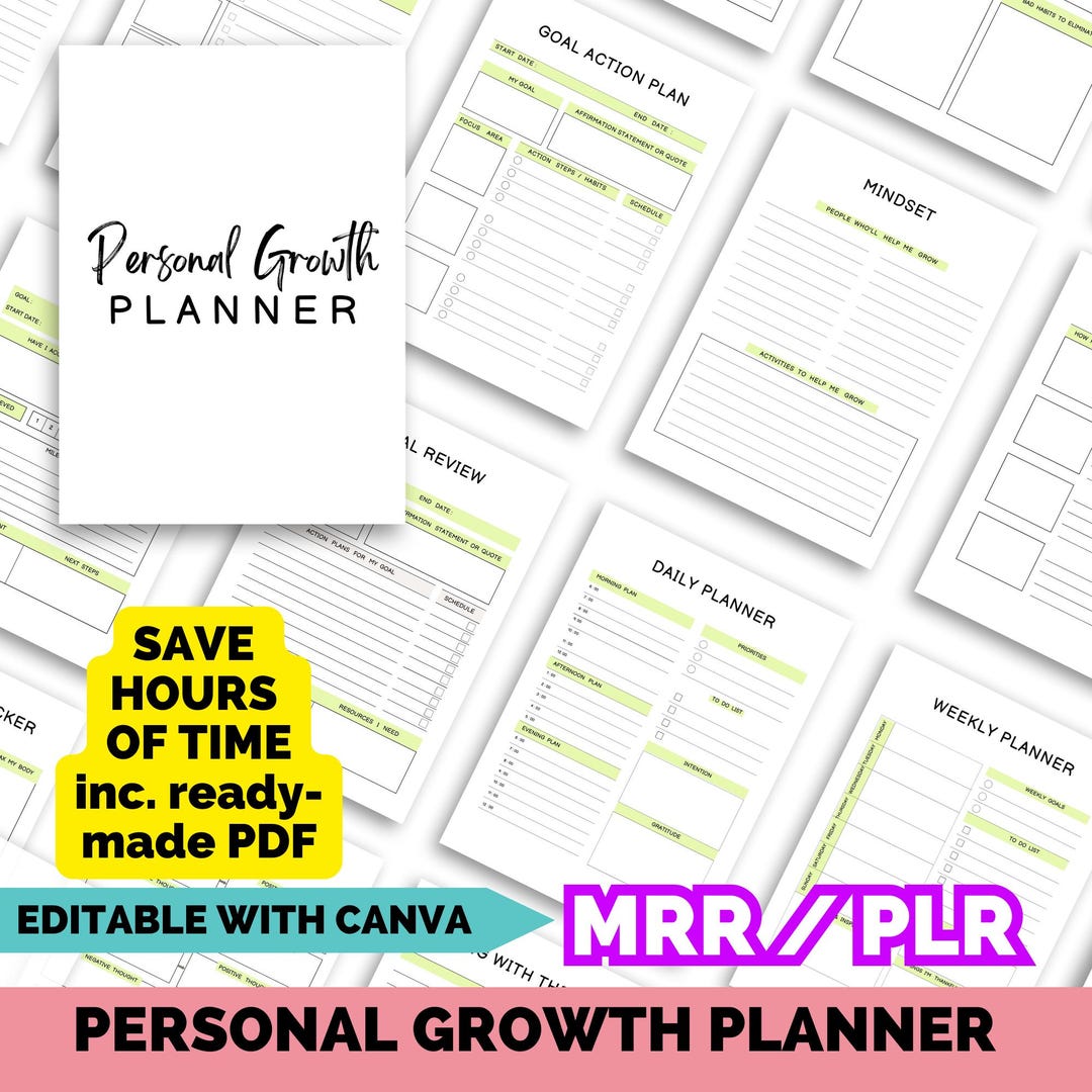 Personal Growth Planner – Editable Canva Template With MRR PLR Rights ...
