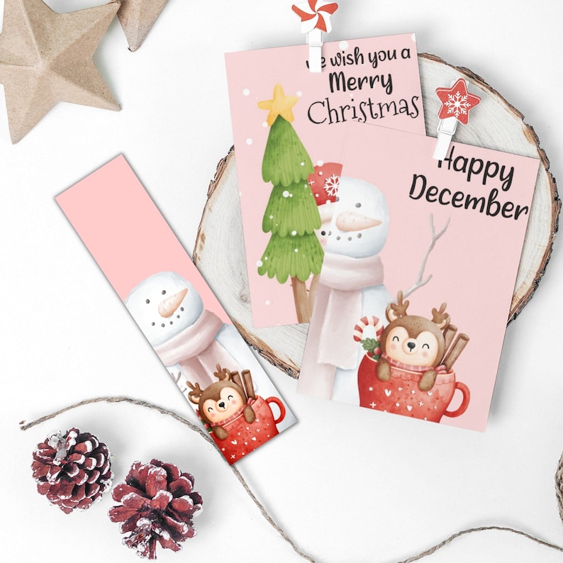 BUMPER PACK Printable Cute Christmas Cards and Matching - Etsy