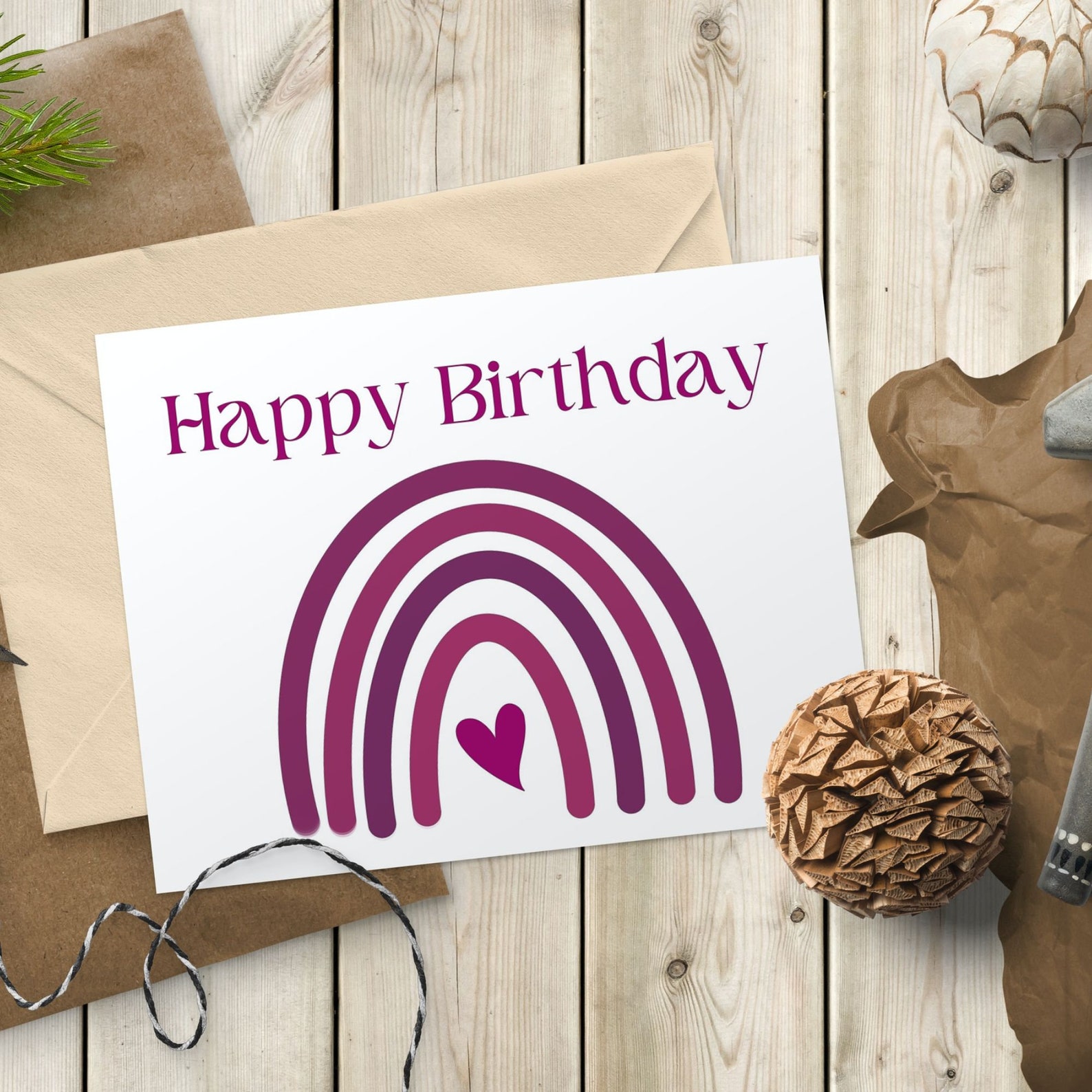 PRINTABLE Fuchsia Boho Birthday Card , Mid Century Modern Birthday Card ...