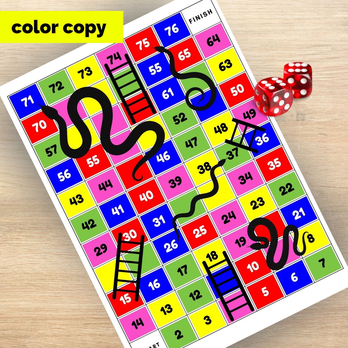 Printable Snakes and Ladders Board Game, Family Board Game, KIDS Board ...