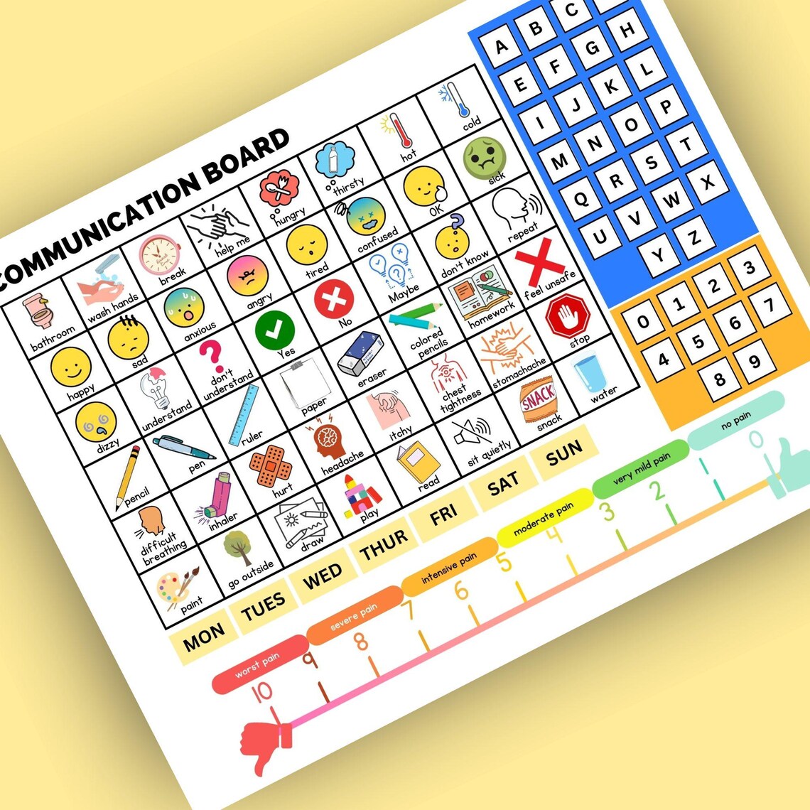Printable Communication Board for School Environment, Selective Mutism ...