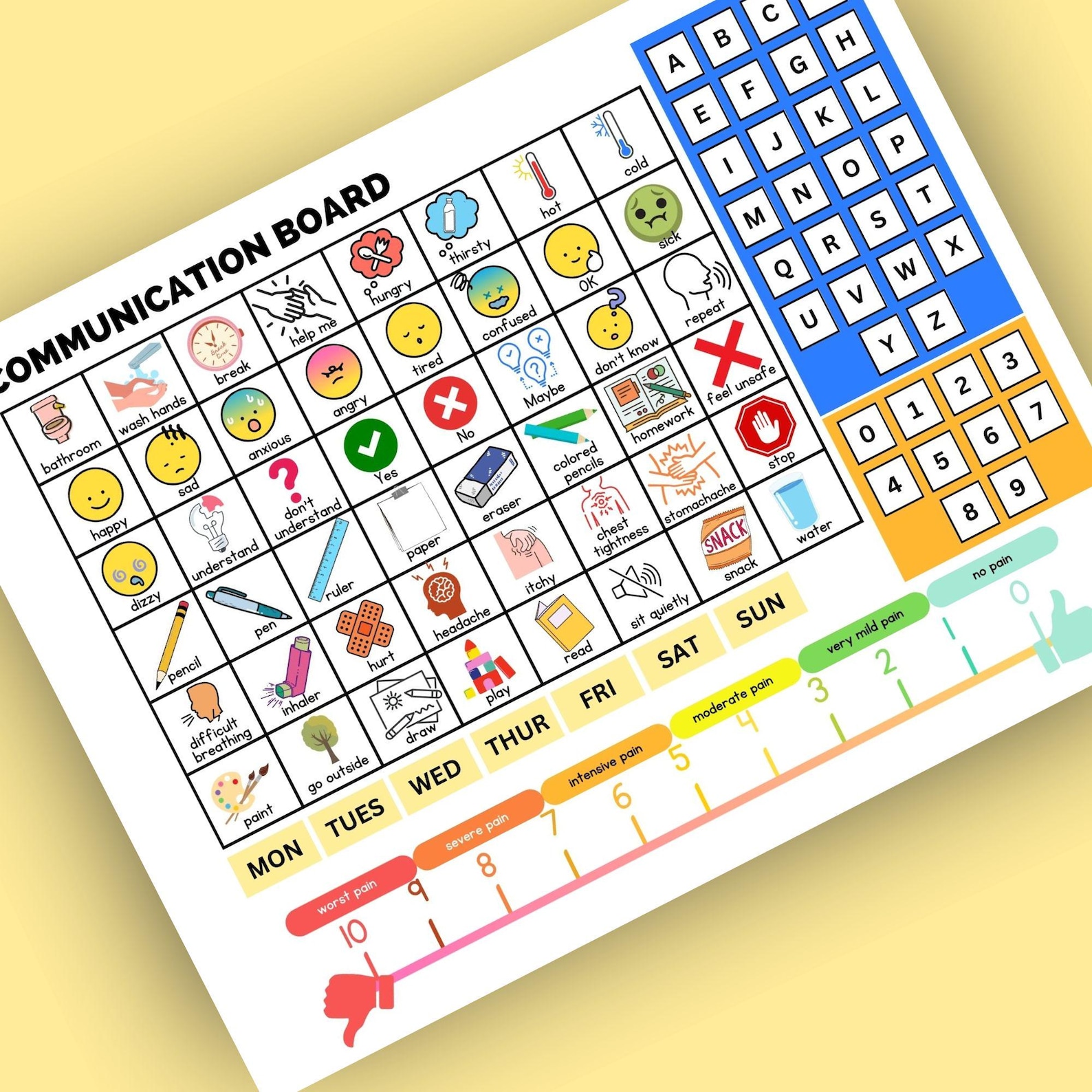 Printable Communication Board for School Environment, Selective Mutism ...