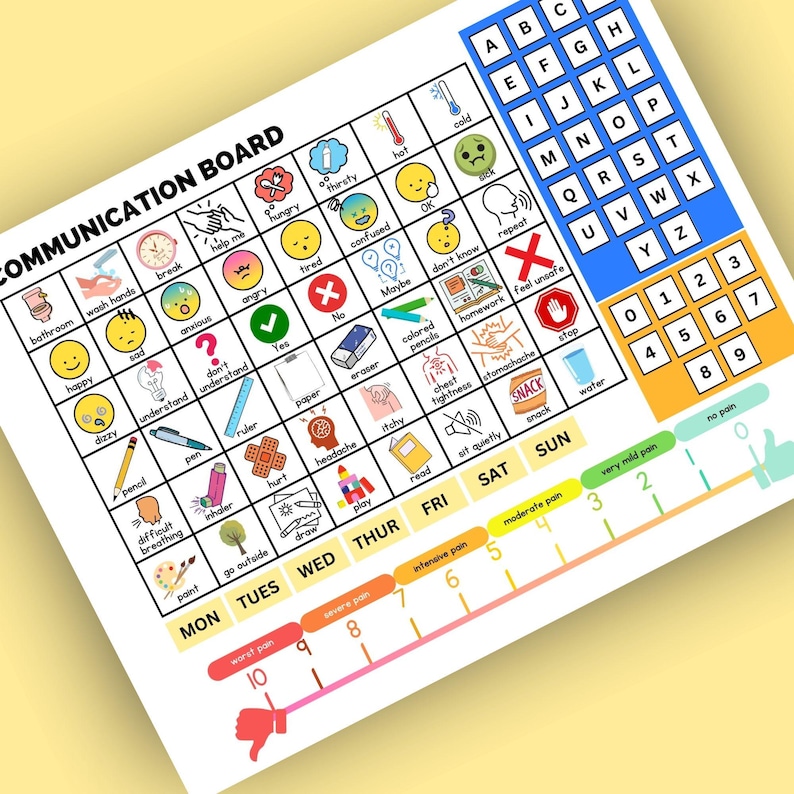 Printable Communication Board for School Environment, Selective Mutism ...