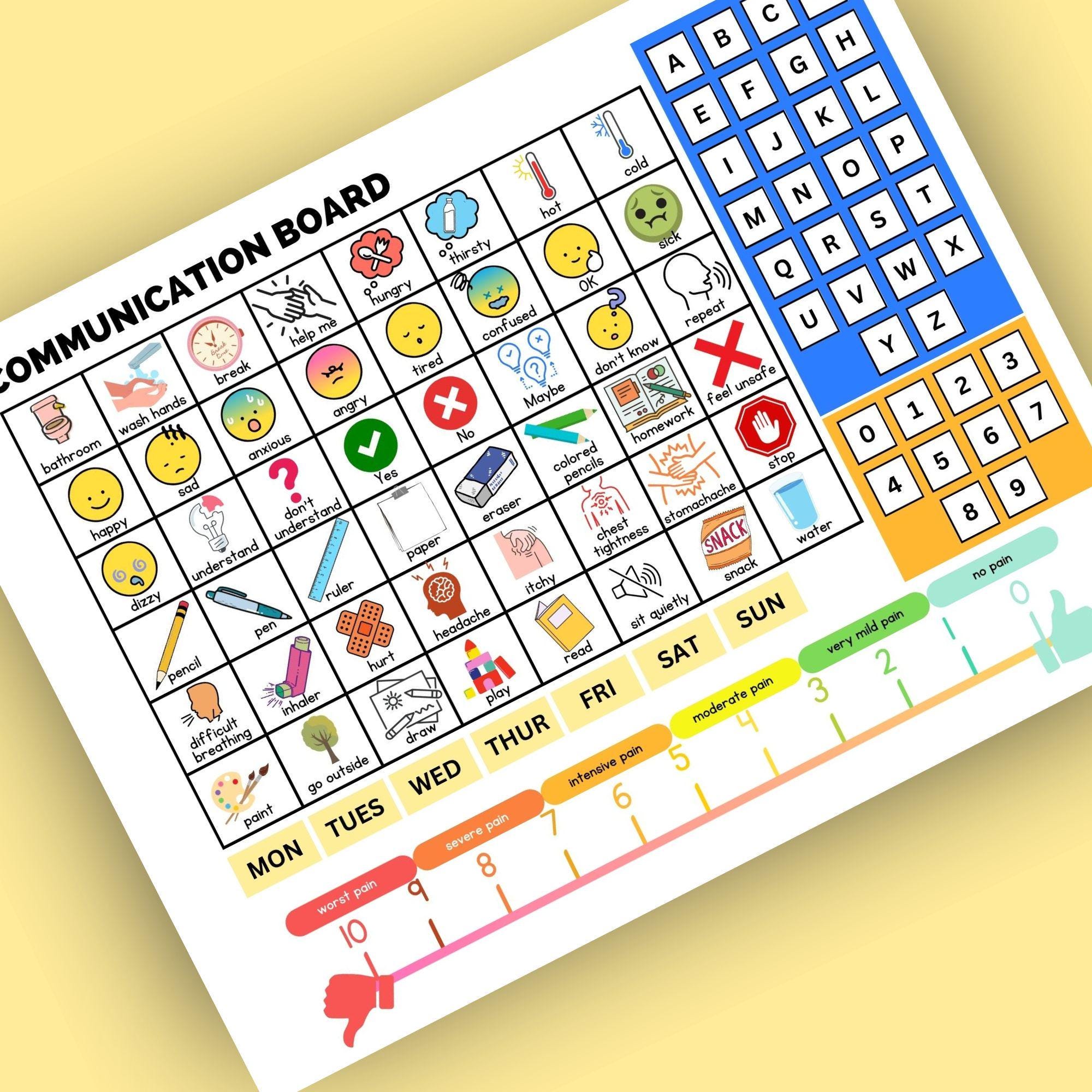 Printable Communication Board for School Environment, Selective Mutism ...