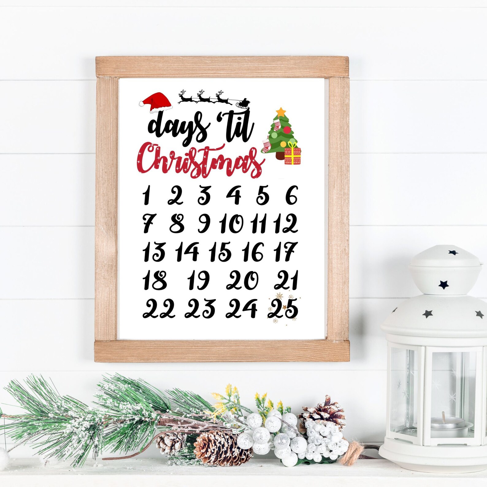 Printable Christmas Countdown, Chrstmas Printable Decorations, Count ...